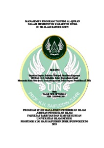 MANAJEMEN PROGRAM TAHFIDZ AL-QUR'AN DALAM MEMBENTUK KARAKTER DI SD ALAM BATURRADEN - Repository ...